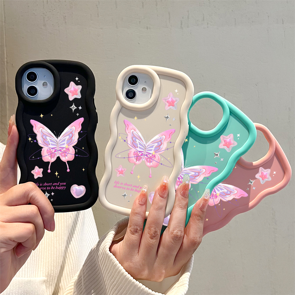 Hontinga for Redmi 14C Back Cover Pink Butterfly Pattern Luxury Phone ...