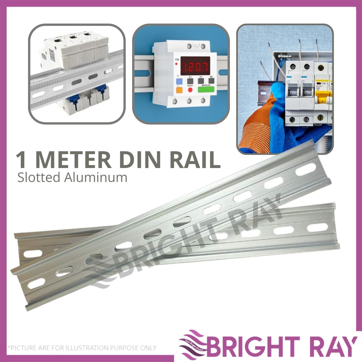 1 METER Din Rail Slotted Aluminium Din Mounting Rail for MCB ELCB Din ...