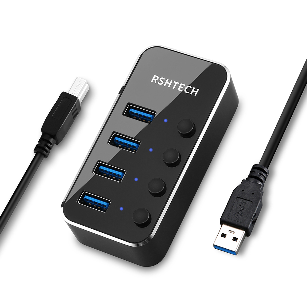RSHTECH R516 Powered USB Hub 4 Port USB C To USB 3.0 Port Hub Expander ... RSHTECH R516 Powered USB Hub 4 Port USB C To USB 3.0 Port Hub Expander ...