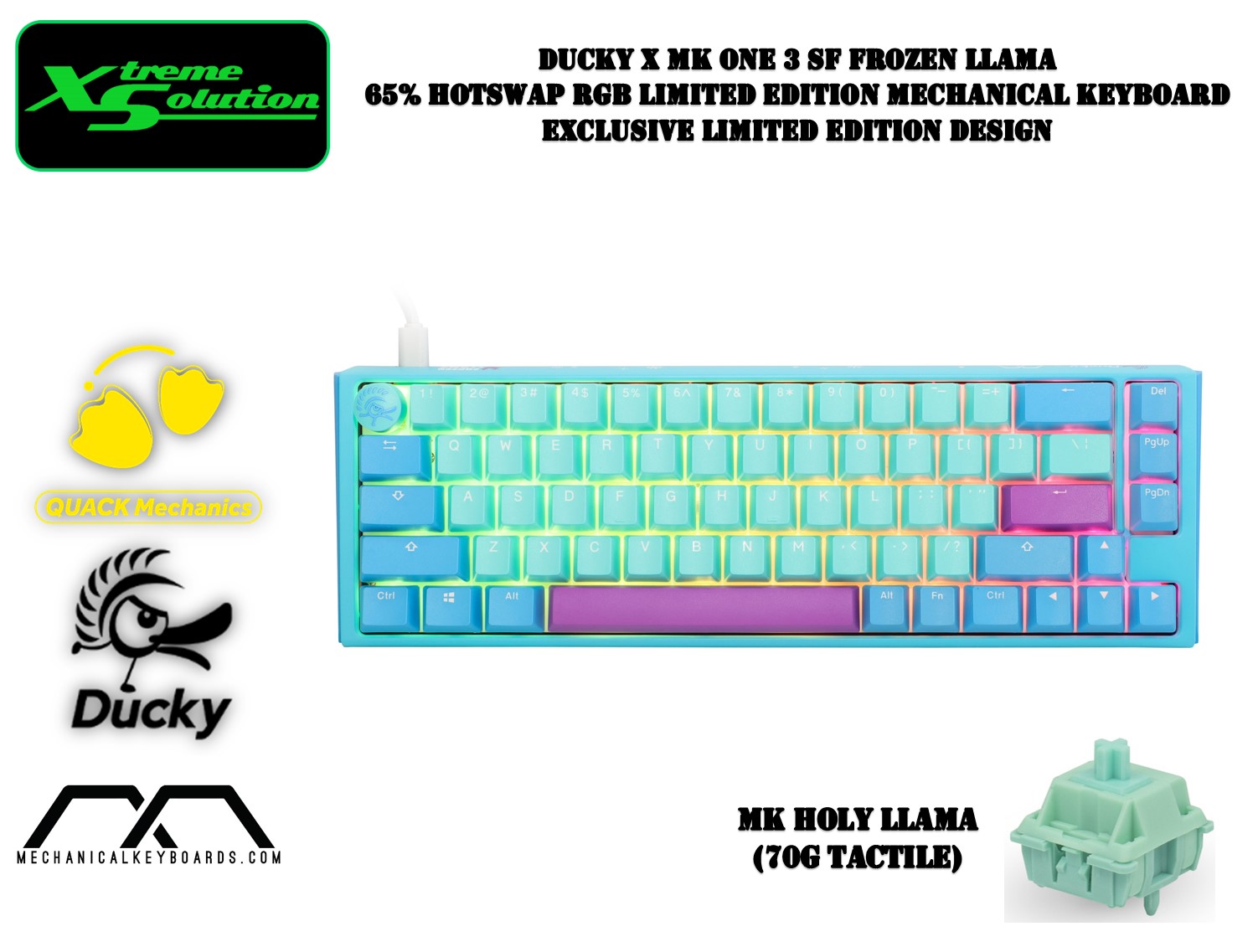 Ducky x MK One 3 SF Frozen Llama - 65% Hotswap RGB Mechanical Keyboard ...