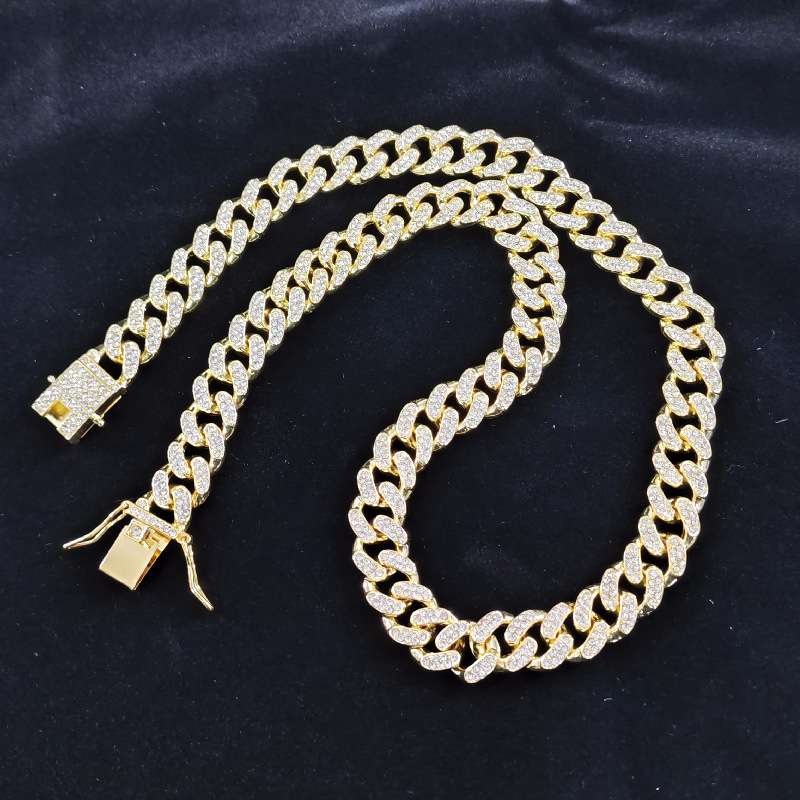 【Cheap】Alloy Line Cuban Chain Diamond Bracelet 13mm Full Diamond Old ...