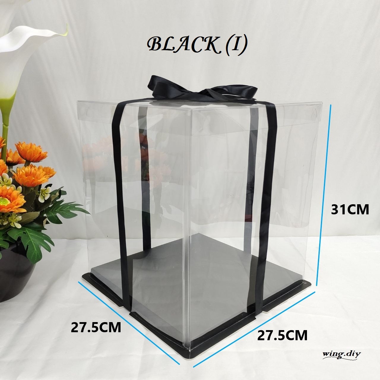 [READY STOCK] TRANSPARENT CAKE BOX WITH RIBBON/ KOTAK KEK TRANSPARENT ...