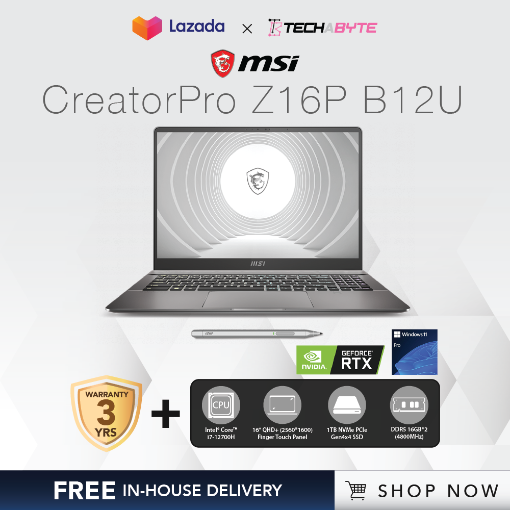 MSI CreatorPro Z16P B12UKST | i7-12700H | 16" QHD+ 165Hz | RTX A3000 ...