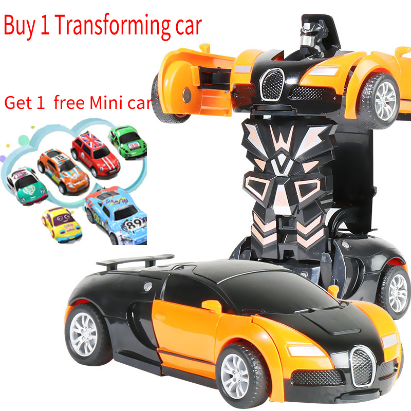 {Buy 1 Take 1 Freebie}Transforming Car Toys Robot Police Car Bump ...