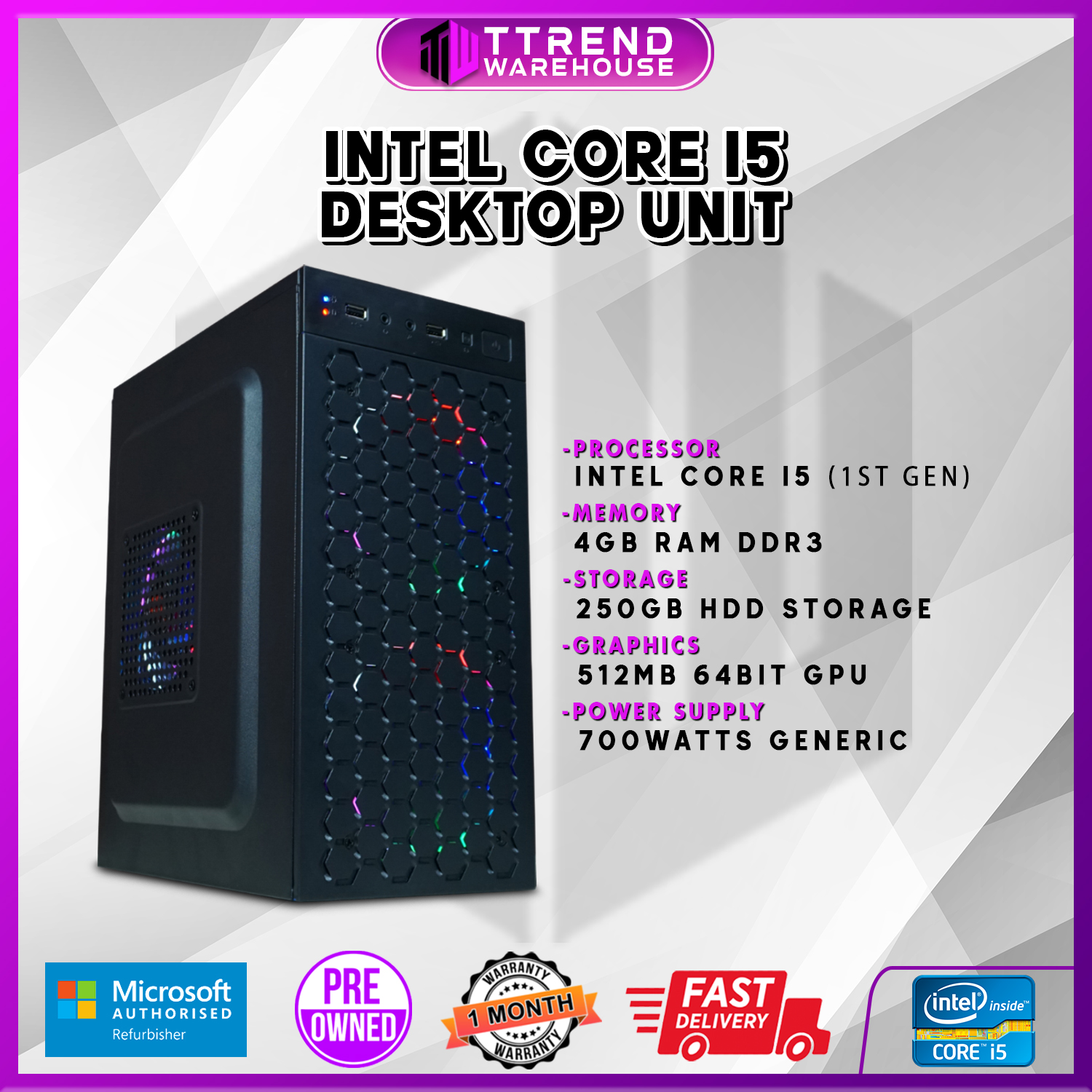 Core i5 Dual core CPU | Intel Core i5 1st Gen 4GB RAM DDR3 250GB HDD ...