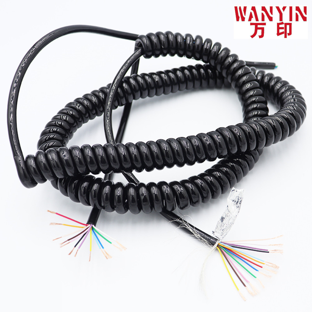 spring spiral cable 2 core-3-4-5-6-8-9-10-12 core black telescopic ...
