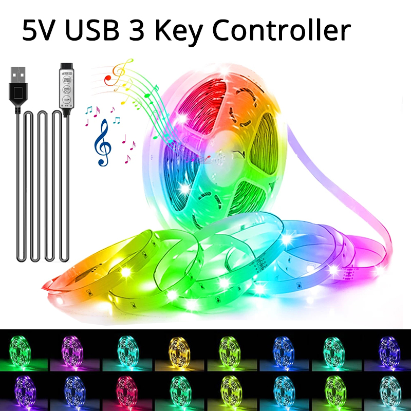Bright Led Strip 5v Usb Plug Reliable 3 Key Control Lighting Perfect ...