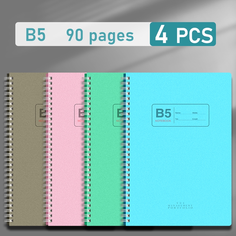 4PCS 90 Sheets A5 Size Spiral A5 Notebooks Korean Style Office High ...