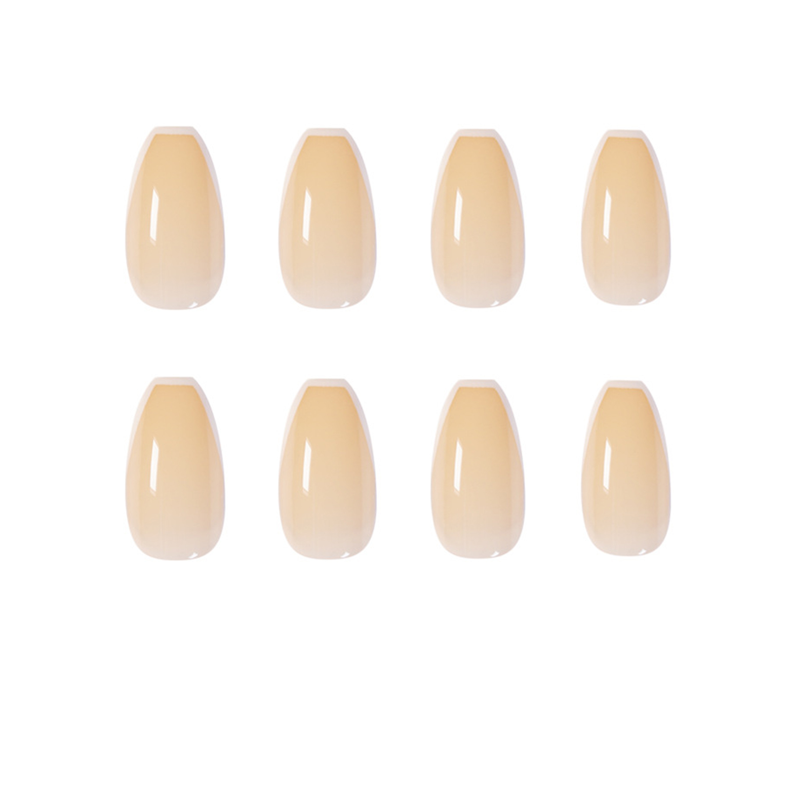 24pcs Creamy Yellow Short Coffin False Nails with Glue - Shiny Gold ...