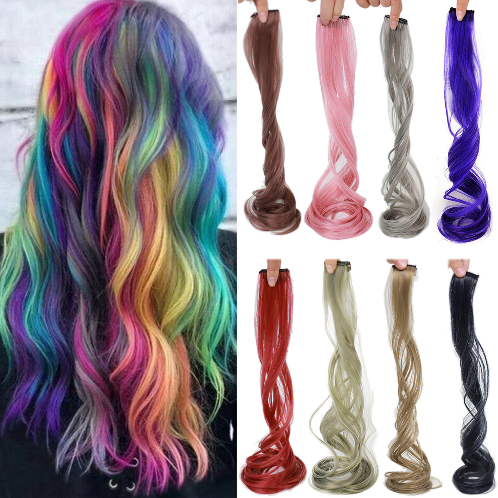 JM Colored Large Wave Long Curly Wig Ear Hanging Dye Hair Extensions ...
