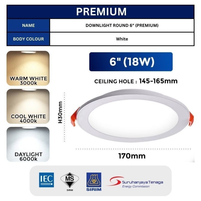 Round Square LED SIRIM Downlight Lampu Down Light Bulb Siling Ceiling ...