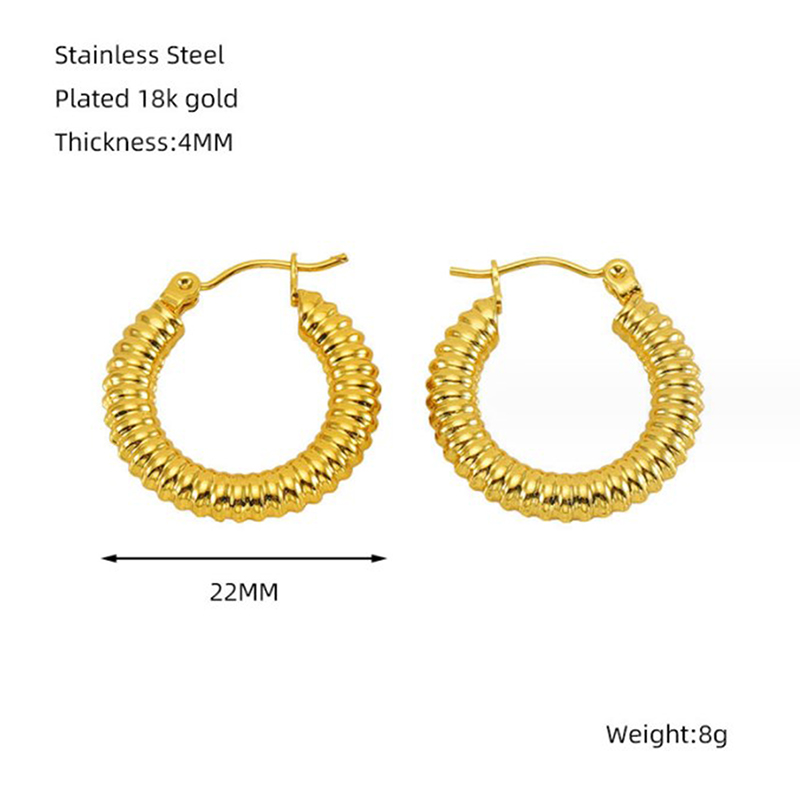 Classic Stainless Steel Waterproof Chunky Hammered Hoop Earrings ...