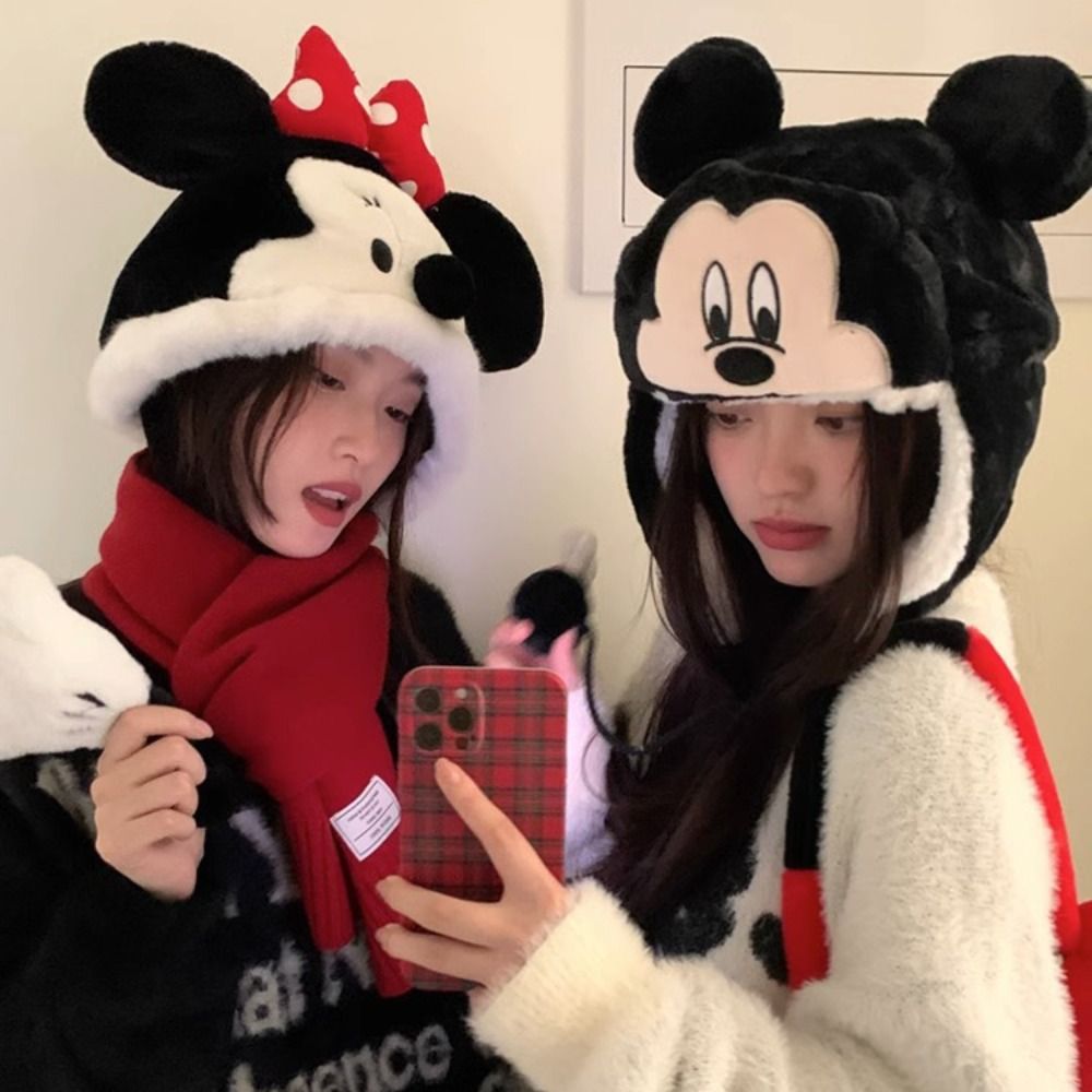 Soft Minnie Mickey Cap Winnie Bear Cartoon Hat Ear Protection Hat ...