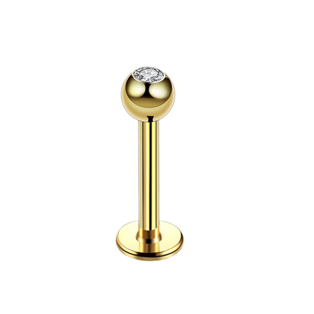 Stainless steel piercing jewelry diamond-encrusted lip nail round ball ...
