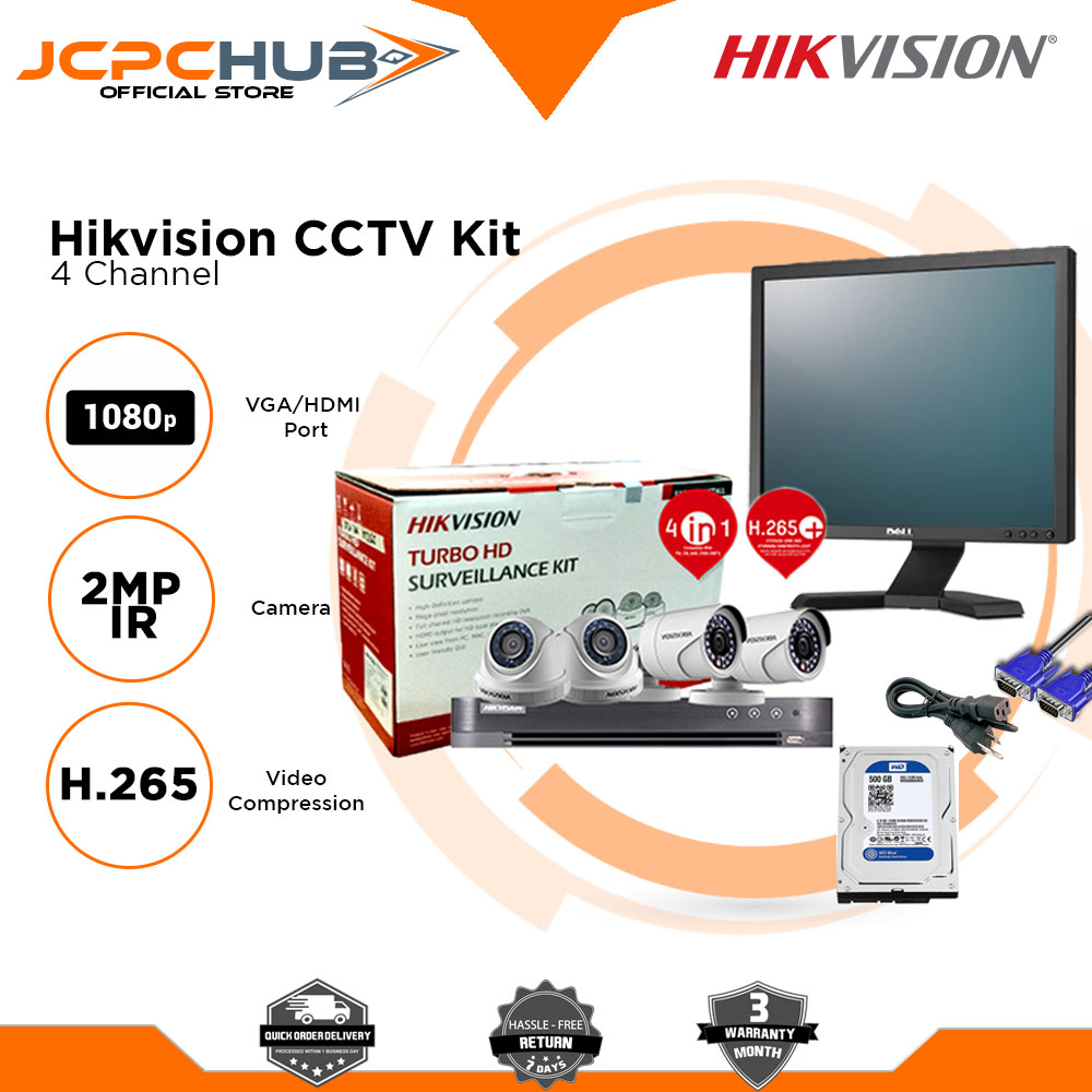 Hikvision Kit 4 Cameras TVI4CH2D2B-2MP ECO 4CH HDTVI Assemble Package ...