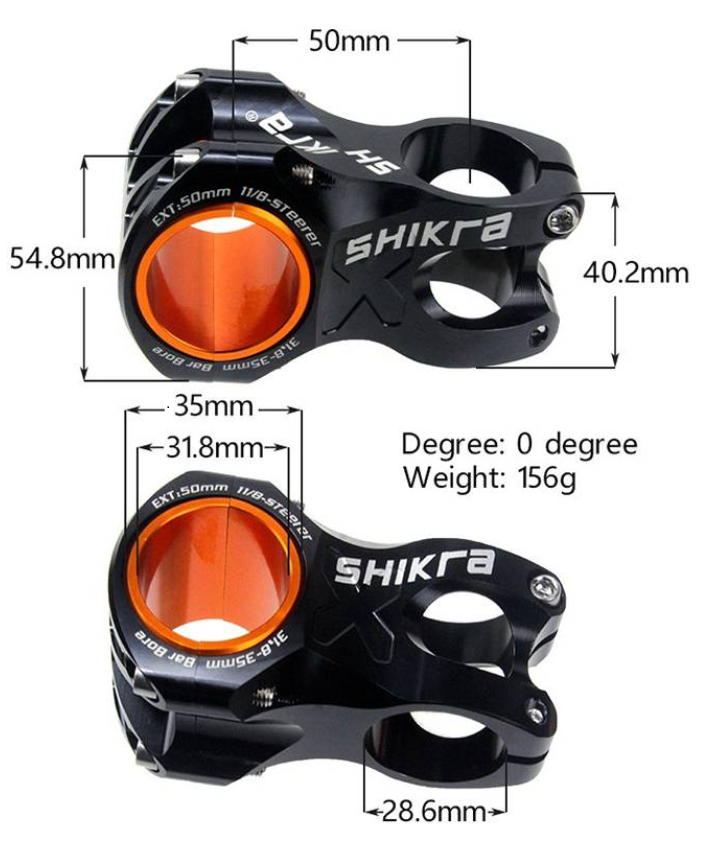 SHIKRA Short Stem Alloy MTB Aluminum Bike Bicycle Stems 50MM Fixed ...