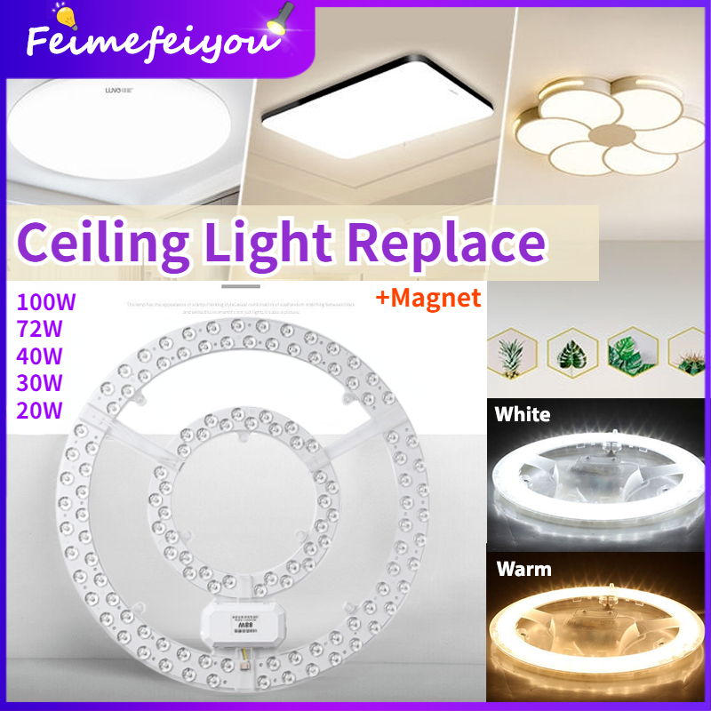 led ceiling light replacment magnetic circular double layer led lights ...