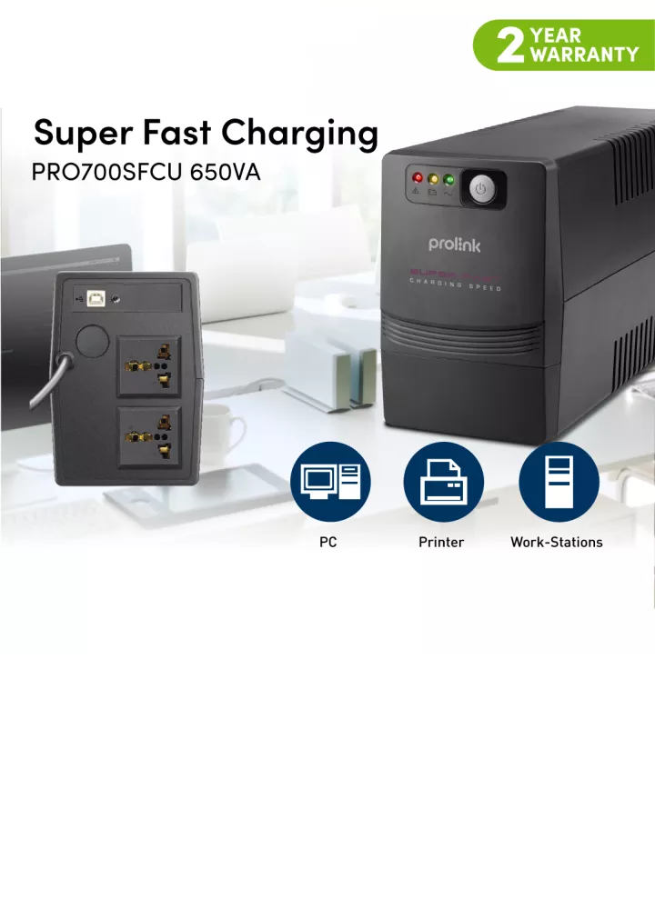 PRO700SFCU 650VA Power Backup UPS (Uninterruptible Power Supply) AVR ...