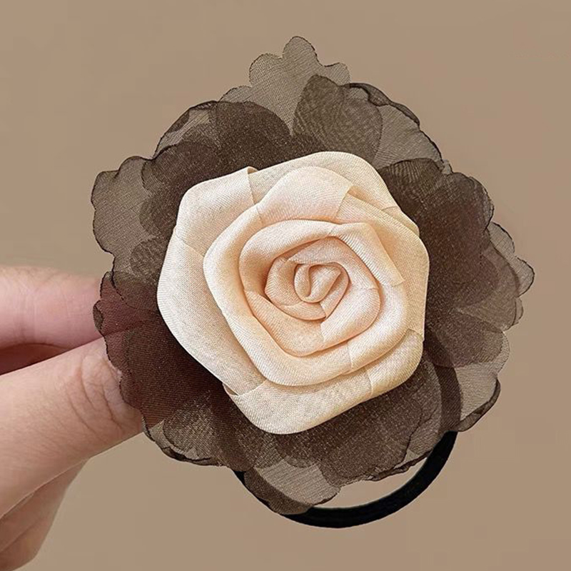 Chinese Style Retro Rose Elastic Hair Band Ponytail Flower Hair Rope ...