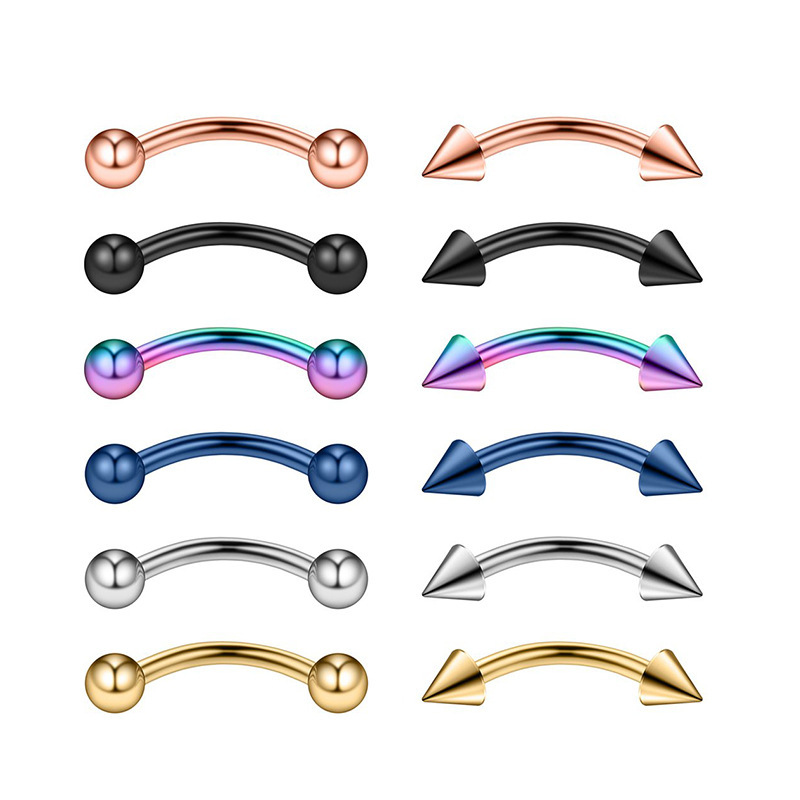 【Hottest Trends】Titanium steel curved rod screw eyebrow nail earring ...