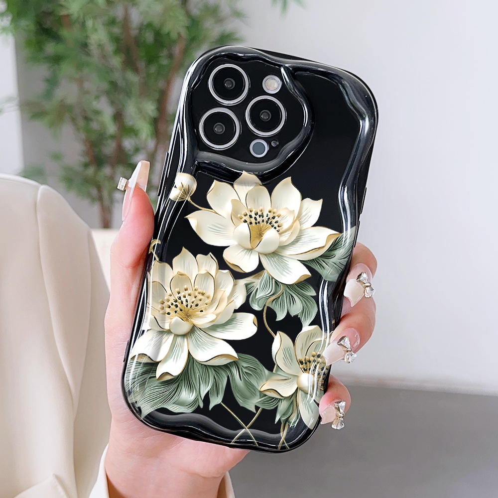 BILI for Samsung A32 4G Back Cover White Lotus Pattern Cream Texture ...