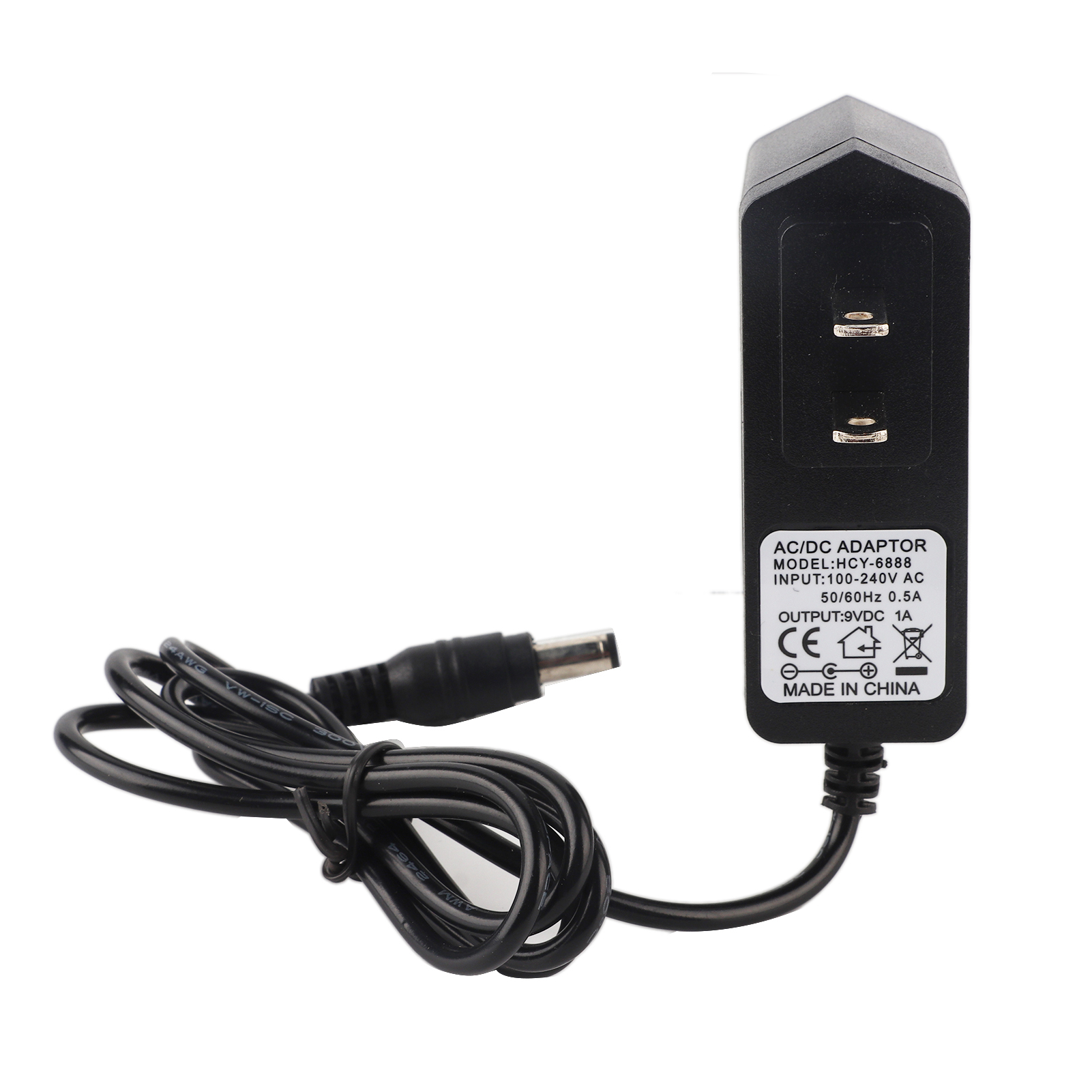 DC 9V 1A 1000mA อะแดปเตอร์ชาร์จไฟแบบติดผนัง (ปลั๊ก 2 ขา / สาย 100 ซม. ...