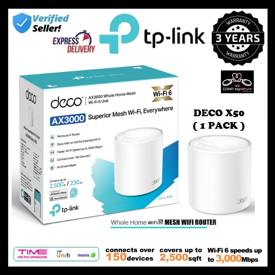 NEW! TP-Link Deco X50 AX3000 Ai-Driven Mesh WiFi 6, 3x Gigabit Ports ...