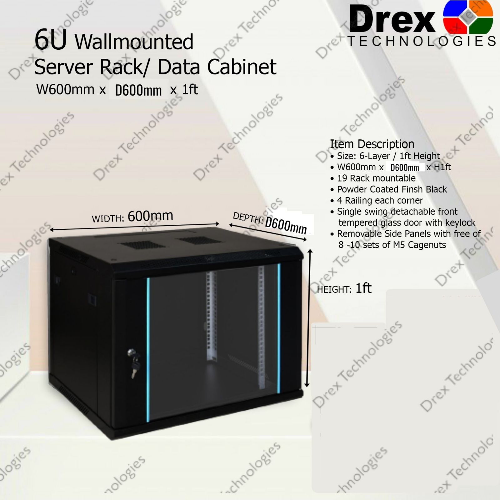 6U 600x600x1FT 6-Layer Wallmounted Data Cabinet (DISASSEMBLE) | Lazada PH