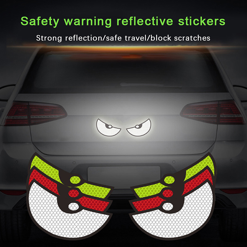 1PC Smiling Eyes Reflective Helmet Window Bumper Rearview Motorcycle ...
