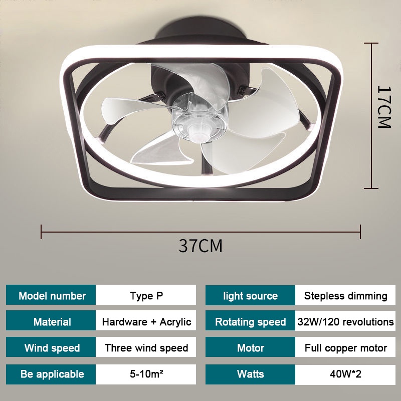 Crown Ceiling Fan With Light Black/Gold LED Lighting Ceiling Fan ...