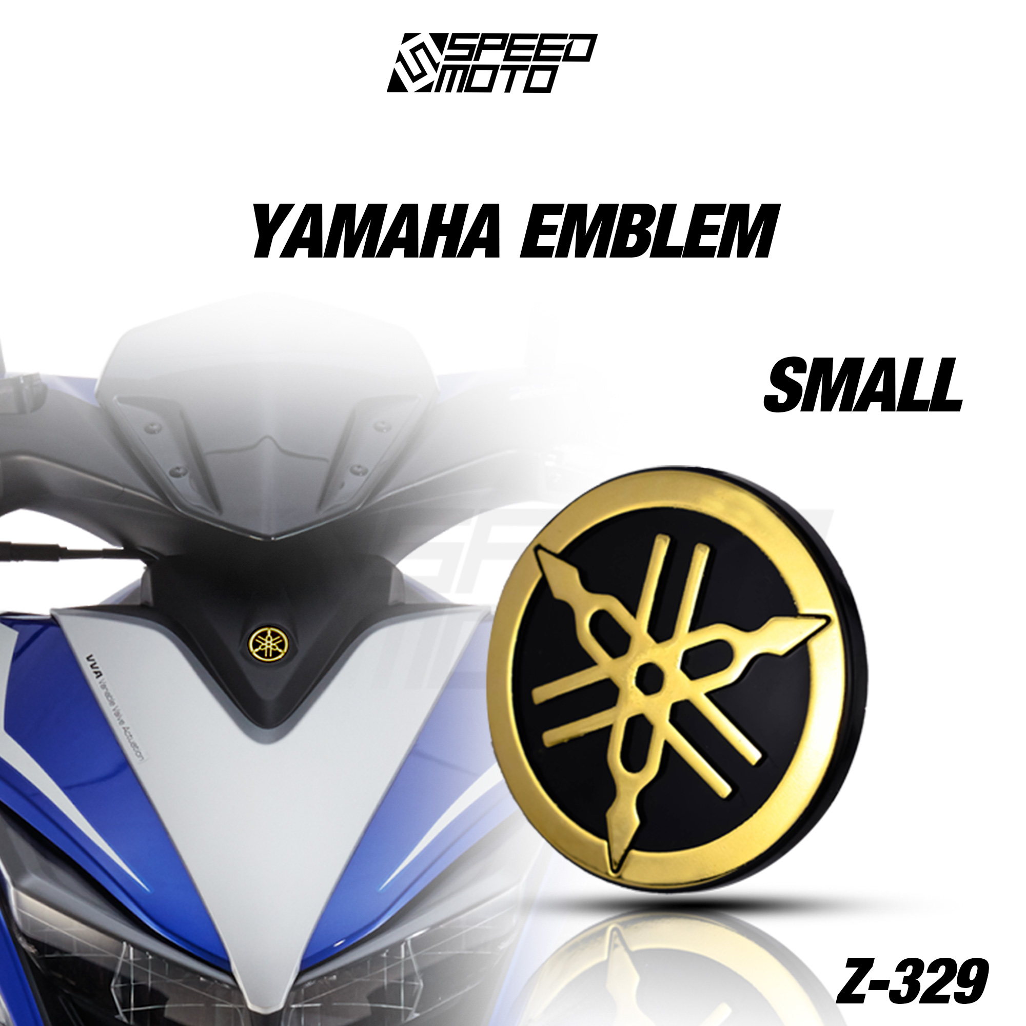 YAMAHA LOGO EMBLEM SMALL Z-329 GOLD / SILVER 3D EMBOSSED SIGN 1PC FOR ...