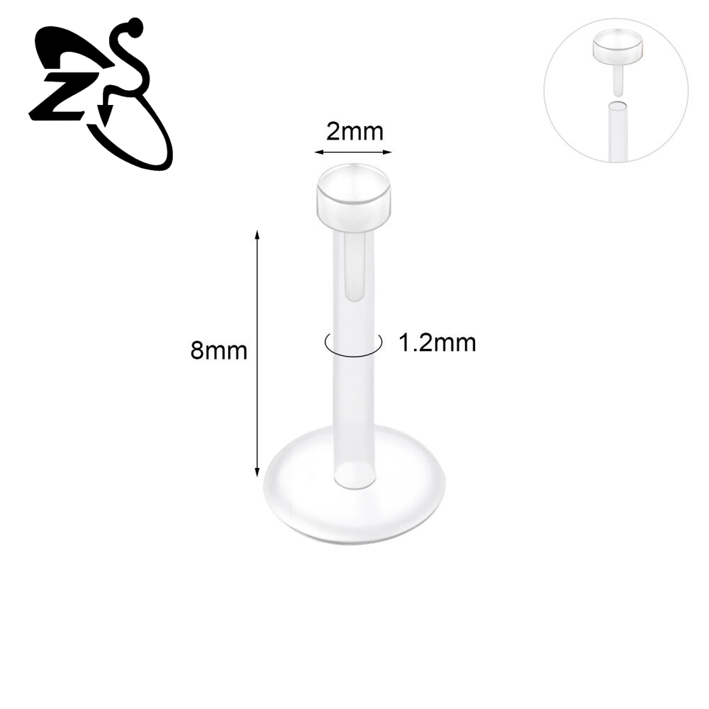 1 Pc 16G Acrylic Lip Piercings Transparent Color Circular Labret Rings ...