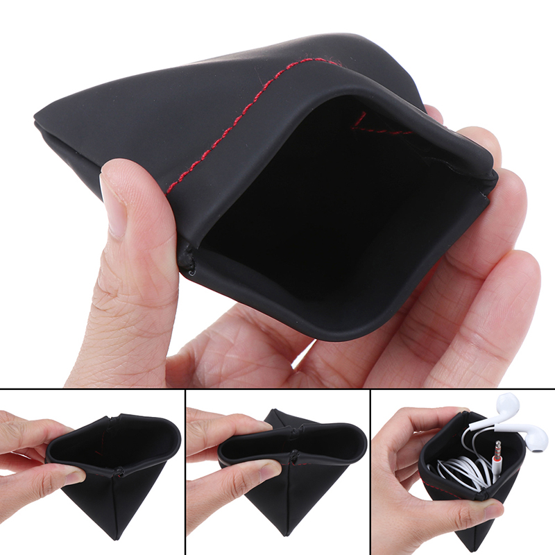 Portable PU leather earphone case storage bag headset headphone ...