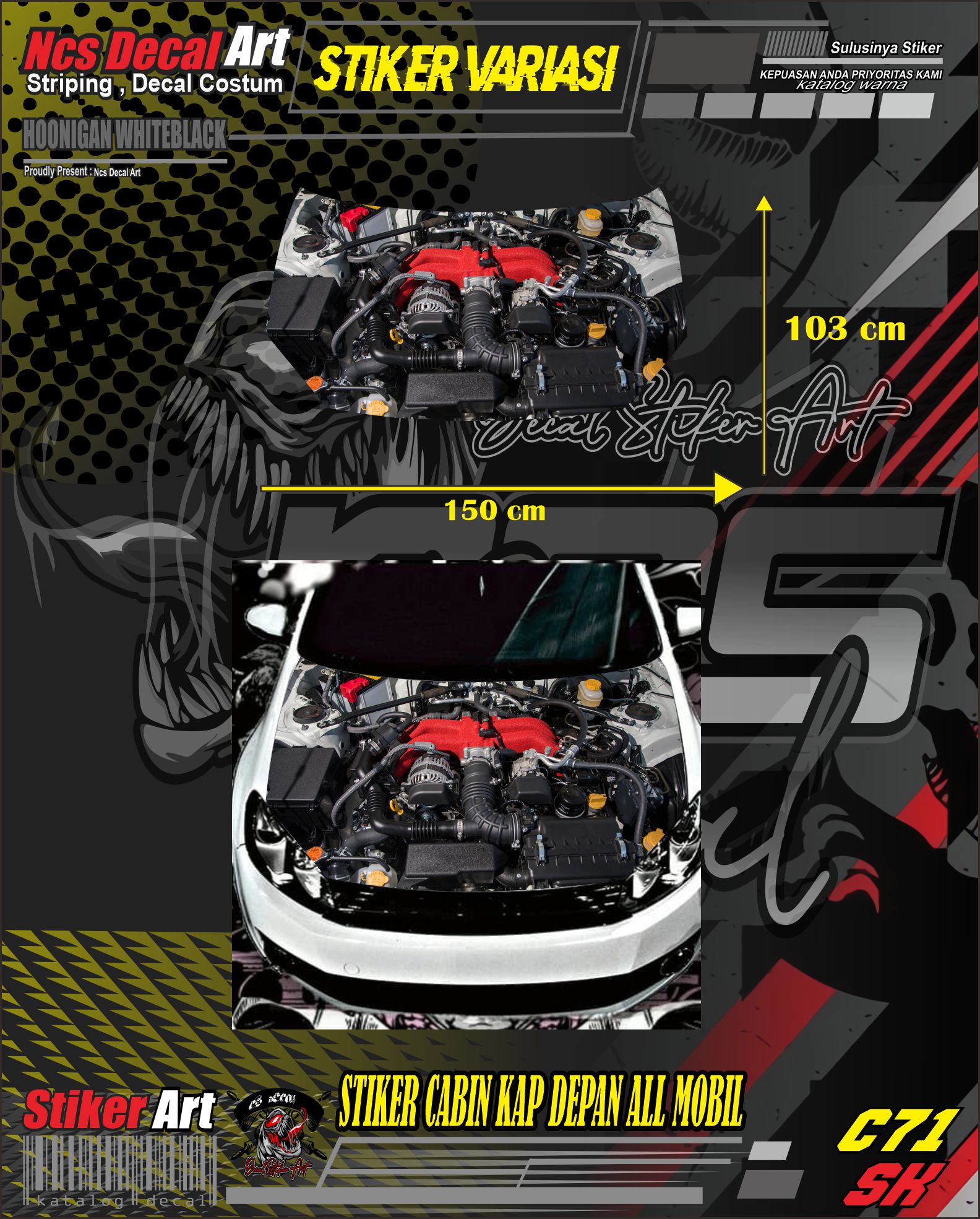 stiker decal cap mobil stiker kap depan mobil sticker bemper mobil ... stiker decal cap mobil stiker kap depan mobil sticker bemper mobil ...