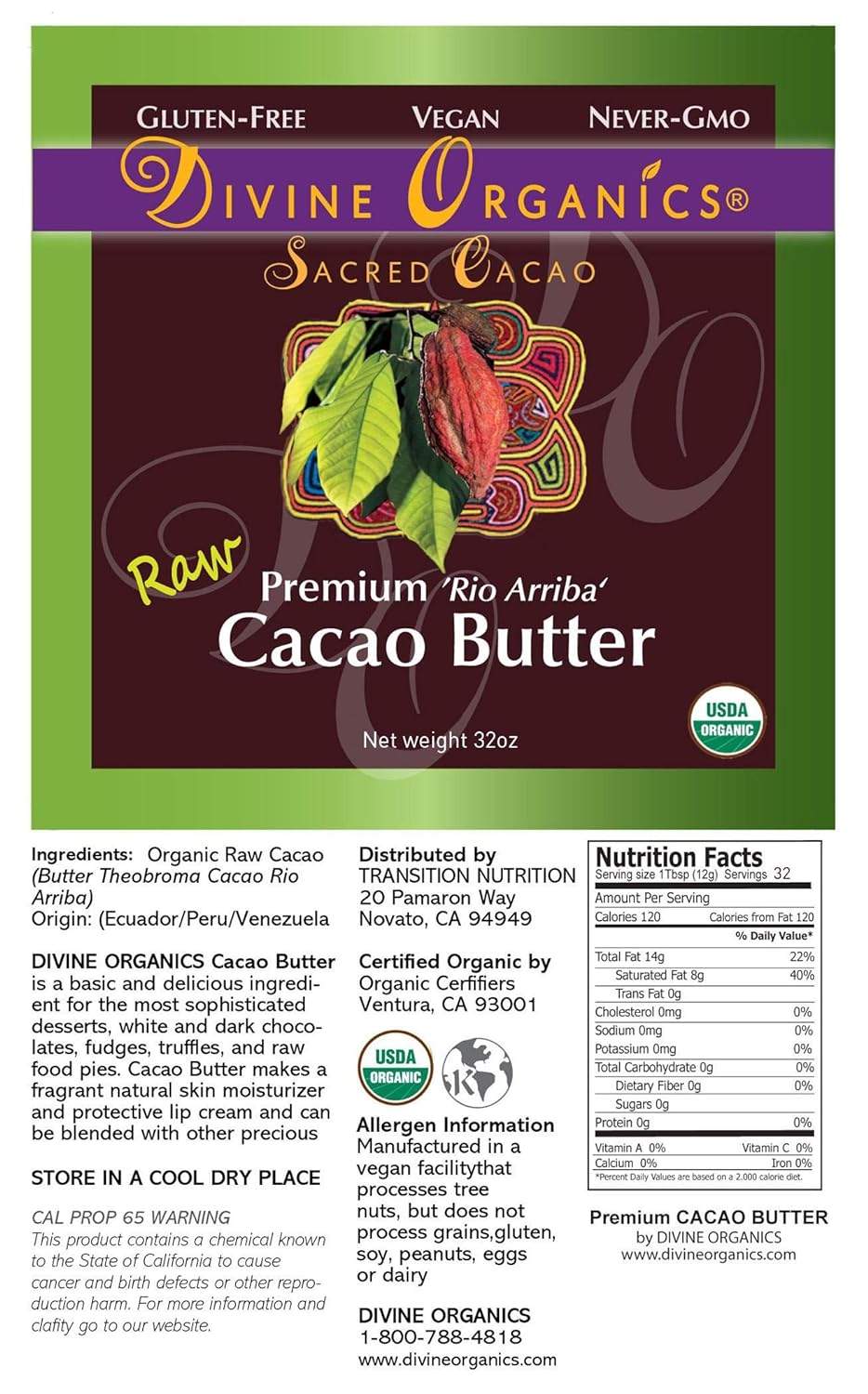 Raw Cacao Butter/Cocoa Butter - Certified Organic - Food Grade - Edible ...