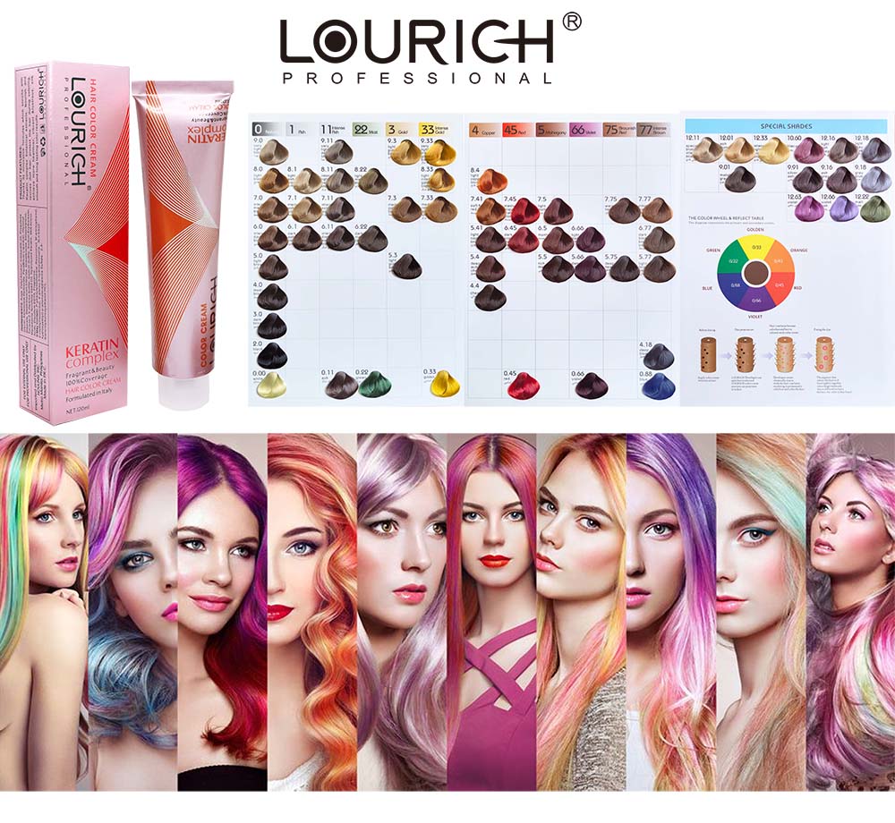 Lourich Professional Keratin Complex Hair Dye Color Cream - 4.18 Deep ...