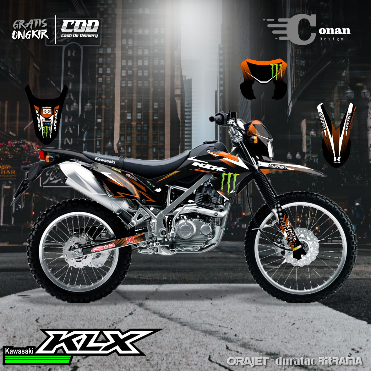 Stiker Motor KLX Stiker Decal Motor KLX Variasi Motif Monster | Lazada ...