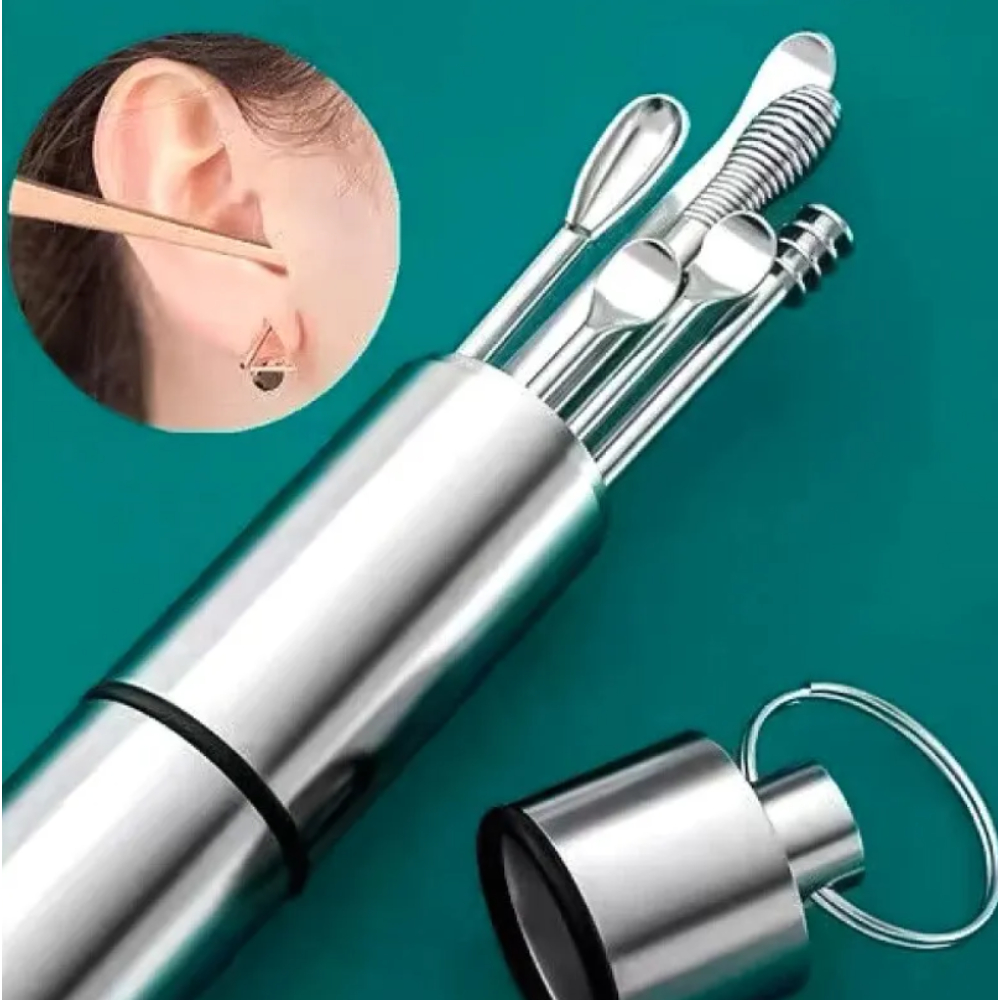 Metal Ear Digging Spoon Kit - Set of 6 Tools for Ear Care and Hygiene ...