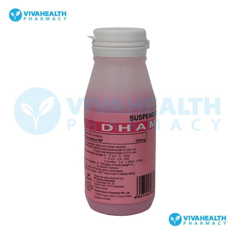 Dhamol (paracetamol) suspension 250mg/5mL - 60ml | Lazada Singapore