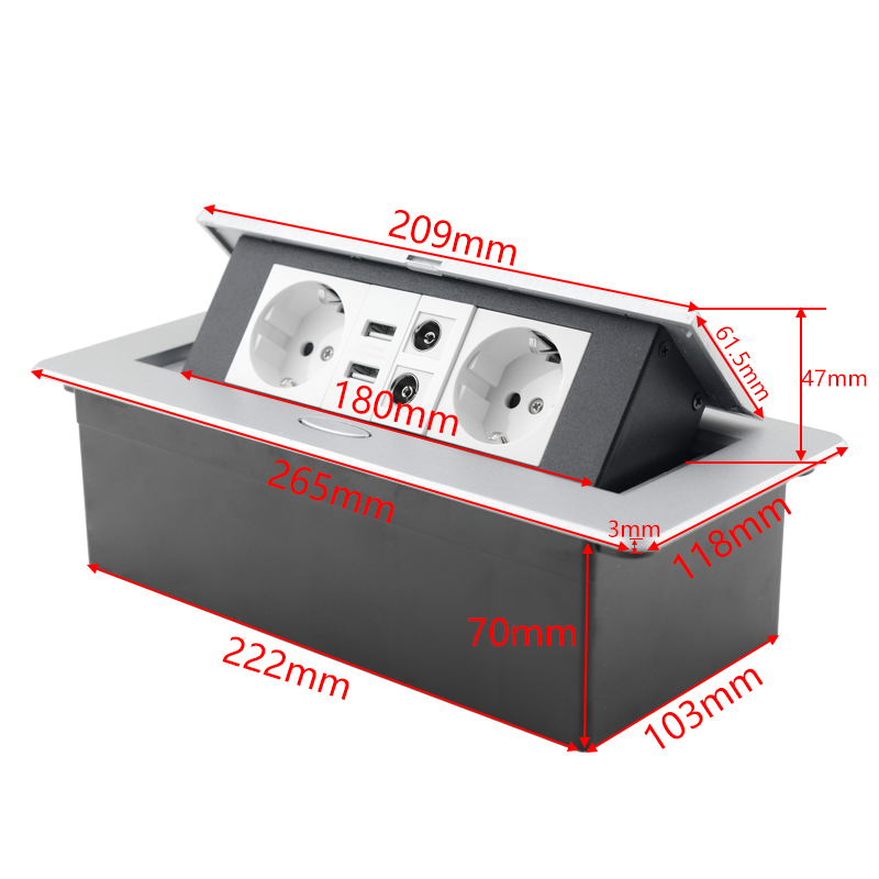 EU FR AU Plug Socket DIY Desktop Socket Hidden Pop-Up Socket With USB ...