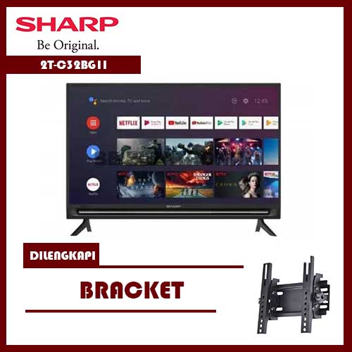 SHARP 2T-C32BG1I LED TV 32 Inch Android Dilengkapi Bracket ...