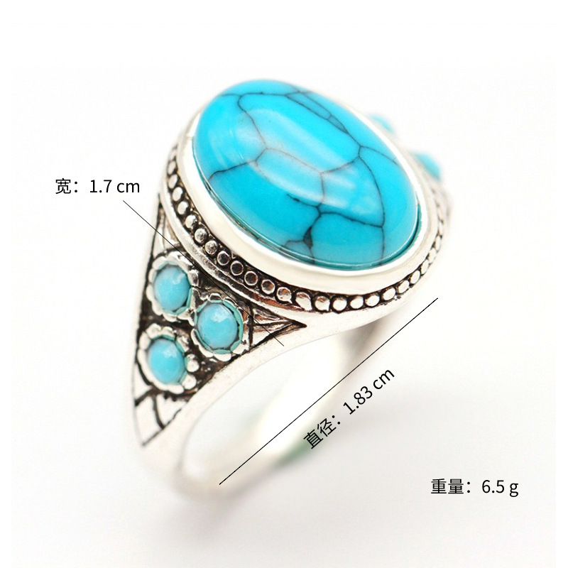 Long Rui TEMU new vintage turquoise ring zinc alloy men and women ring ...