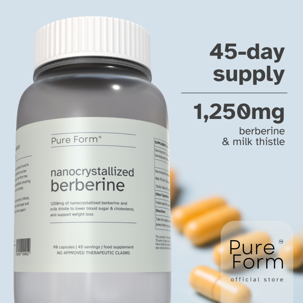 Pure Form Nanocrystallized Berberine | 90 Capsules | 1250mg Berberine ...
