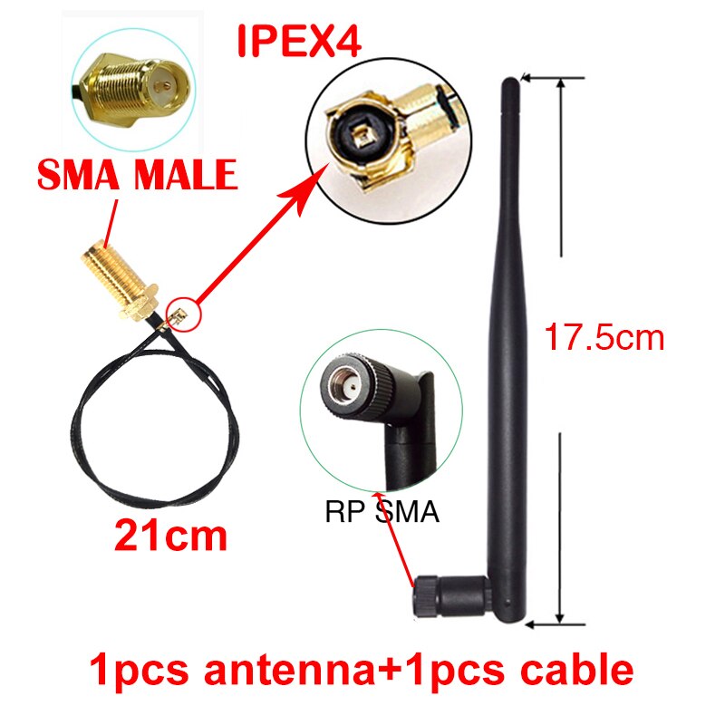 EOTH 2.4g antenna 5dbi sma female wlan wifi 2.4ghz antene ipex 1 4 mhf4 external router tp link ...