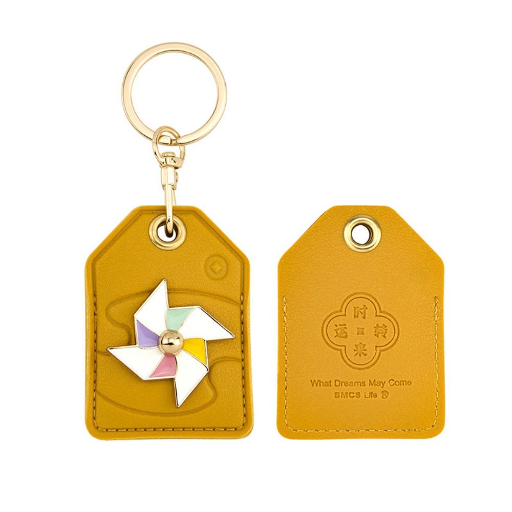 Leather Rotating Windmill Keychain Creative Cute Entrance Guard Card ...