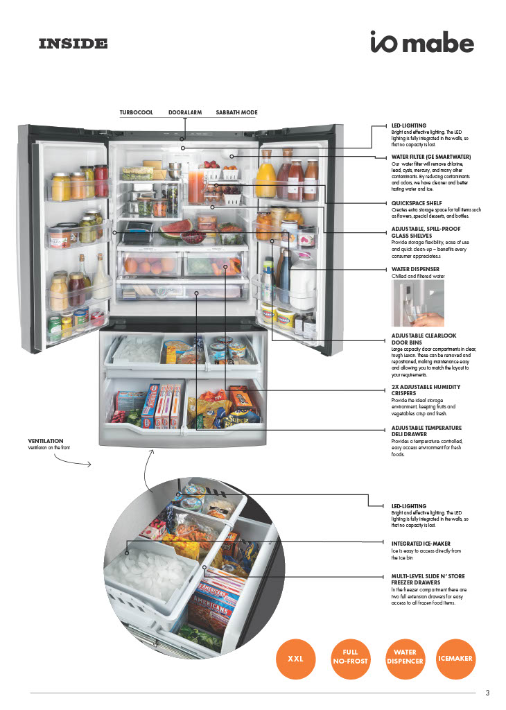 io mabe high end durable 764L Freestanding French door Refrigerator ...