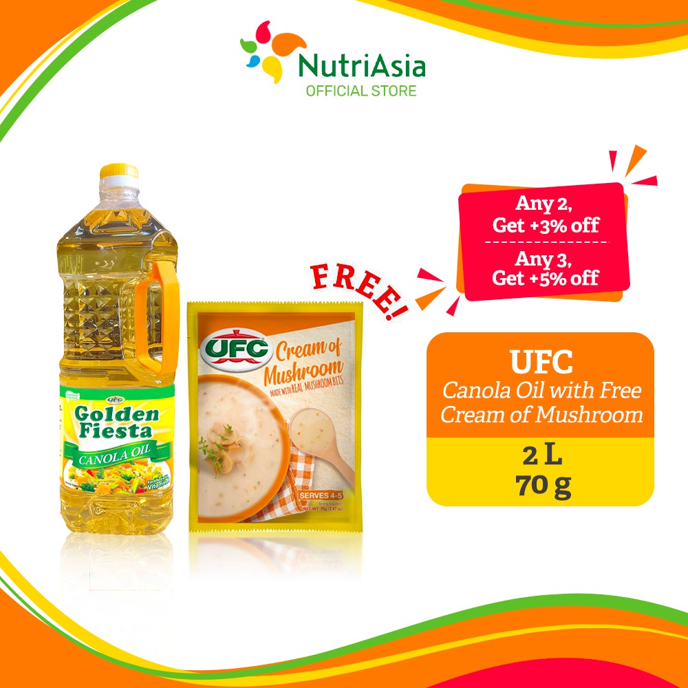 UFC Golden Fiesta Canola Oil 2 L with Free UFC Cream of Mushroom 70 g ...