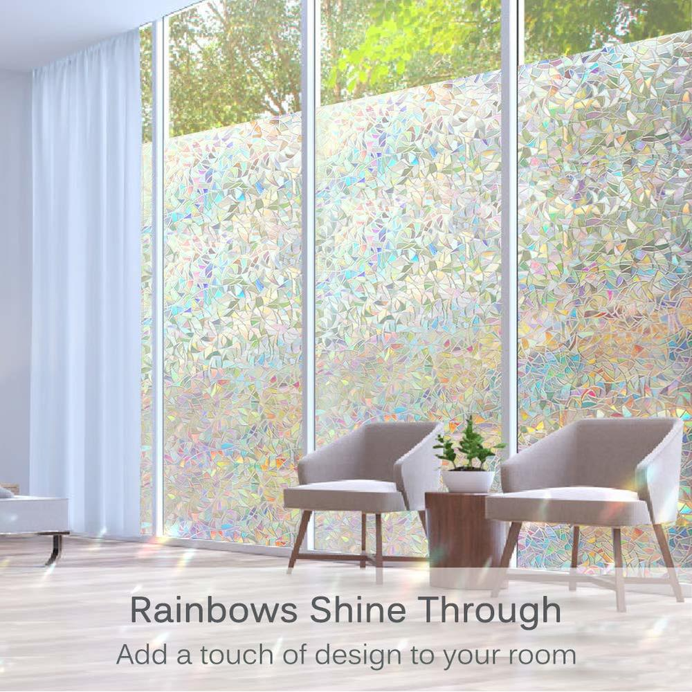 3d Rainbow Effect Window Film 45x100cm Stained Glass Vinyl Self ...