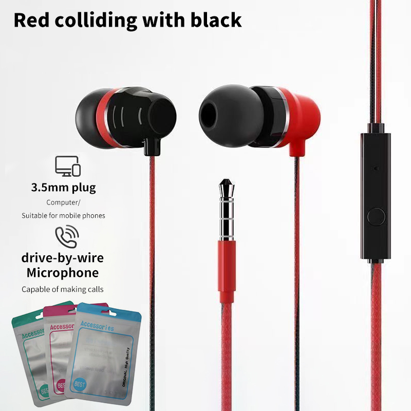 Mobile Phone Wired Headphones In-ear Simple With Mic Macaron 3.5mm ...