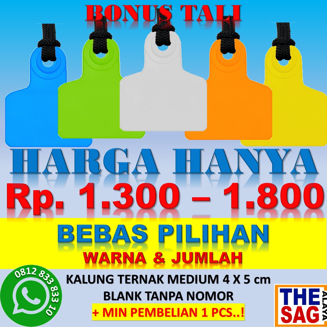 NECK TAG KALUNG TERNAK 4 X 5 CM BLANK/POLOS KAMBING DOMBA SAPI BABI ...